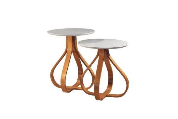 Conjunto Mesa de Canto Lateral - gtd nexxus - Cor Mogno/Offwhite com ...