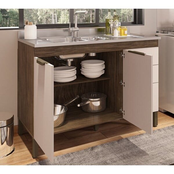 Balcão para Pia 2 Portas 120cm Milena Teka Champanhe INC Milani Store | MadeiraMadeira