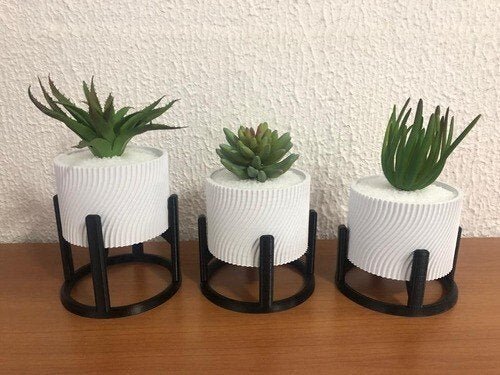 Kit 3 Vasos Cachepot Grande com Suporte para Suculentas e Plantas ...