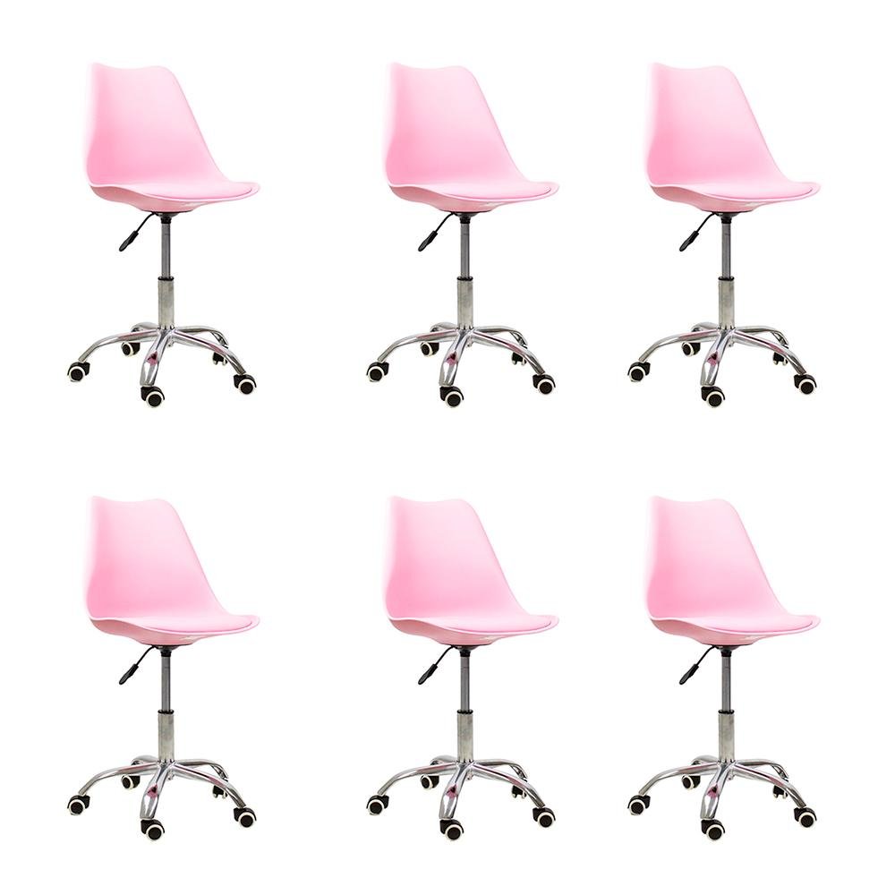 Kit 06 Cadeiras Office Base Cromada Giratória Saarinen | MadeiraMadeira