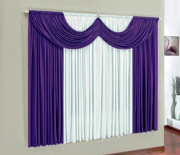 Cortina Paris 4.00m x 2.80m - Varão Simples - Roxo e branco ...
