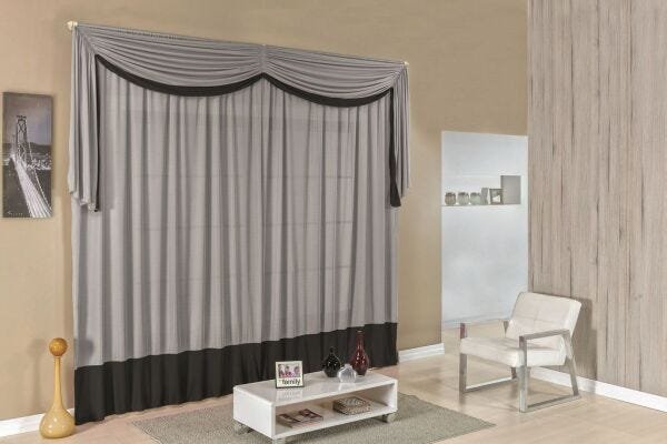 Cortina Monaco 2M x 1,70M Alt. Tecido Malha Preto/Cinza | MadeiraMadeira