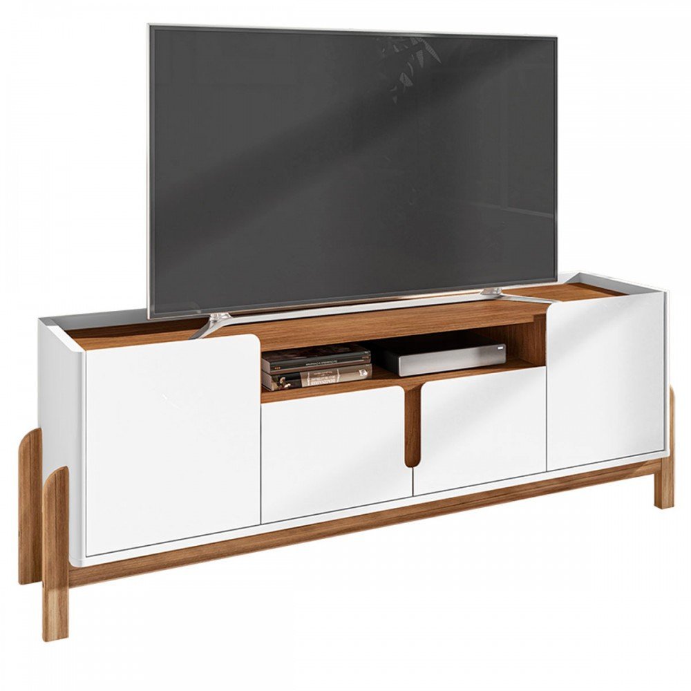 Rack para TV Até 60 Polegadas Lizz 4 Portas Branco/Cedro - Casa D ...