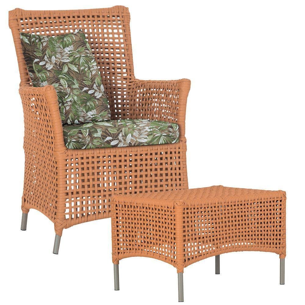 Poltrona e Mesa Igapó em Alumínio Fendi Corda Náutica E2 Terra Cota ...