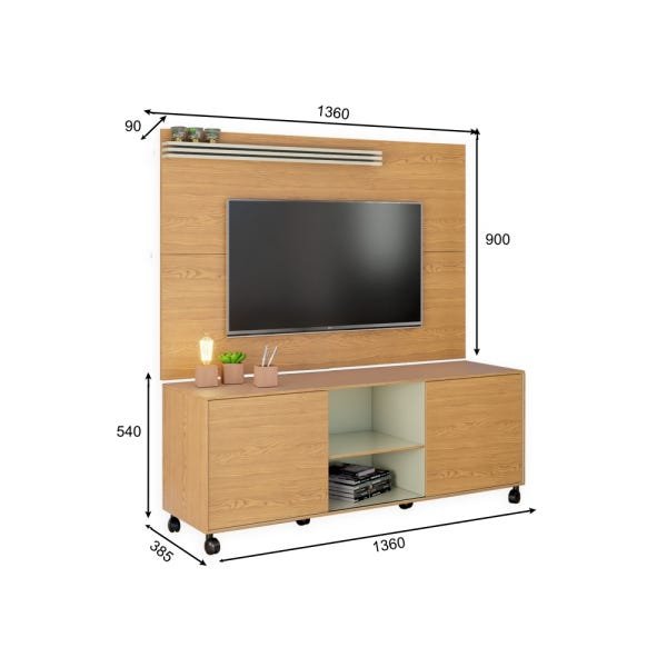 Rack com Painel Home para Tv Até 55 Polegadas 136cm Grécia - Madeirado ...