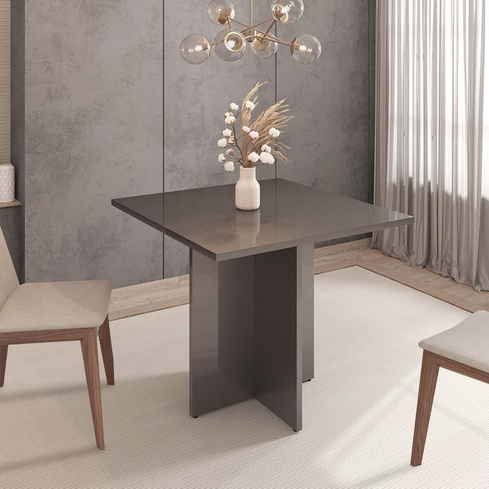 Mesa Para Sala de Jantar Paris 90cm 4 Lugares Tampo MDP Casa D Cinza ...