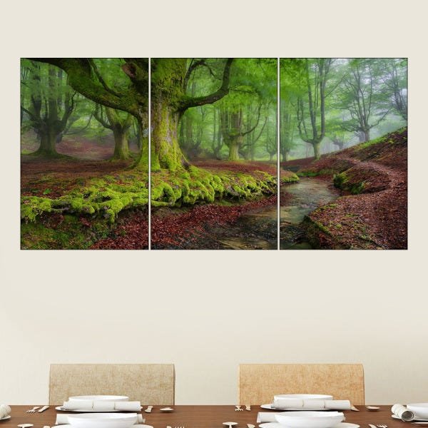 Quadros Decorativos Paisagem Natureza Abstrato Kit 3 Peças 120x60cm 6mm ...