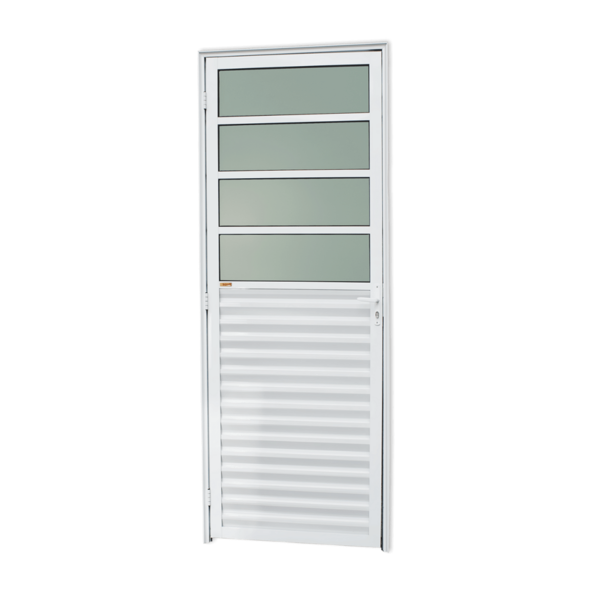 Porta de Alumínio com Visor e Vidro Canelado Direita L-25 Branca ...