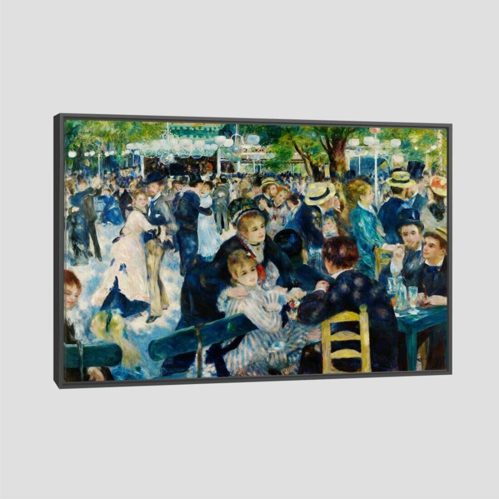 Quadro Renoir O Baile Em Moulin De La Galette Tela Moldura Preta 95X63Cm | MadeiraMadeira