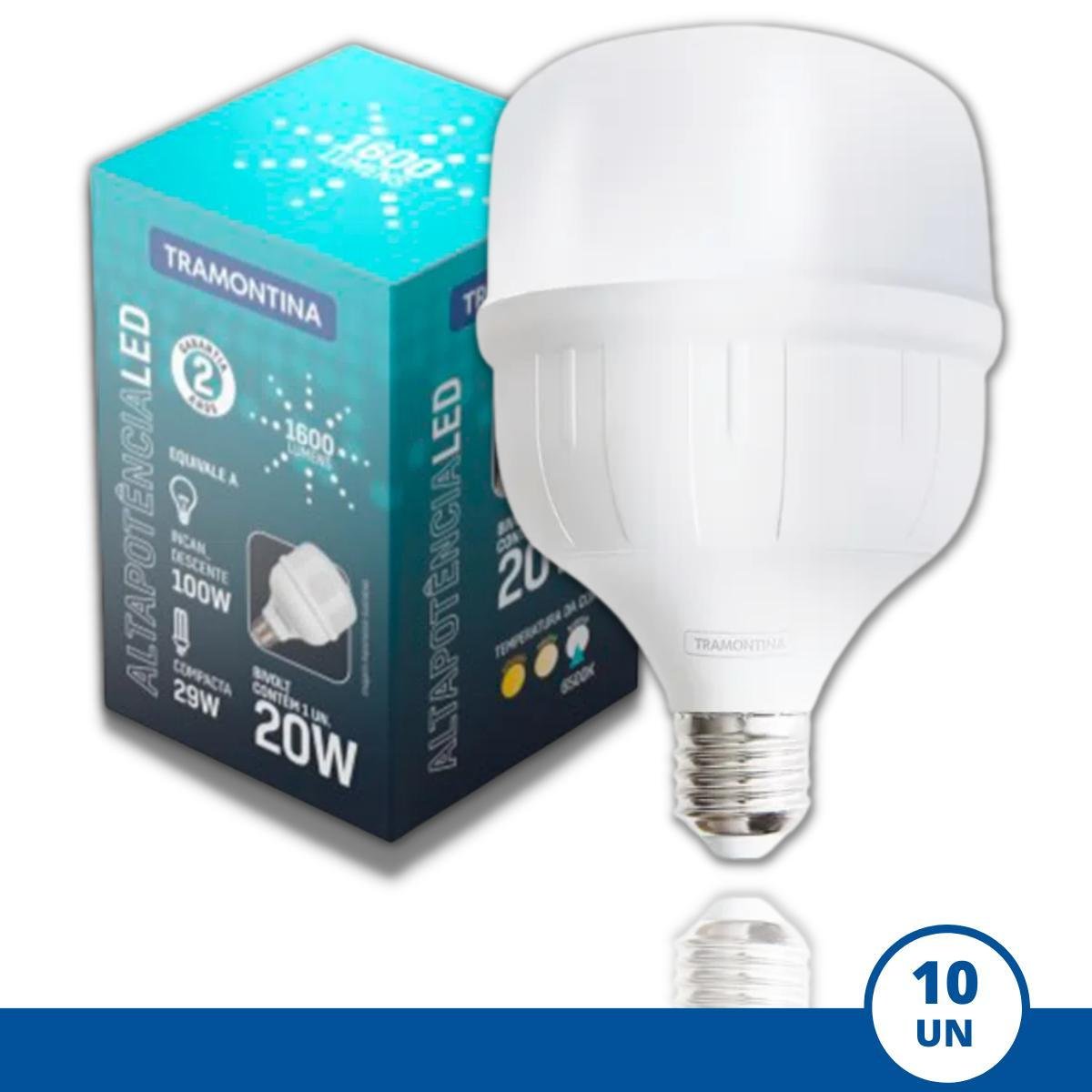 Kit 10 Lâmpada Led 20W E27 6500K Bivolt Tramontina | MadeiraMadeira