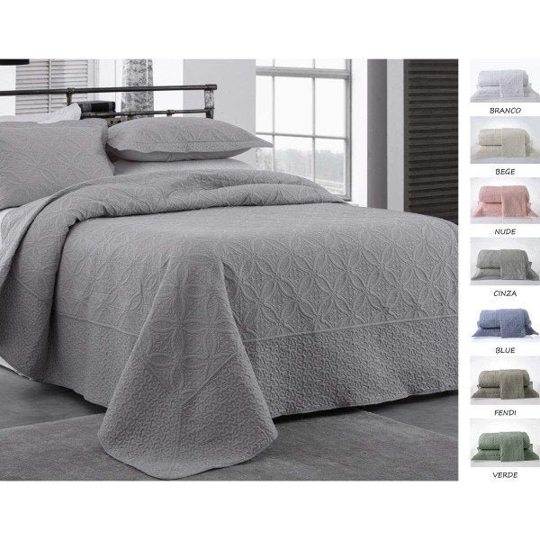 Kit Colcha Queen Provence Matelassê Cinza Rozac | MadeiraMadeira
