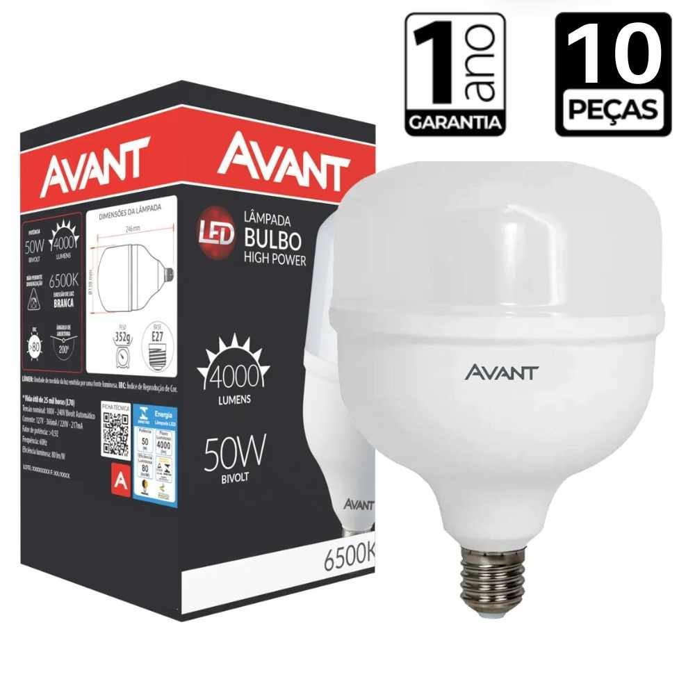 Luz branca intensa: Kit 10 Lâmpadas Avant Bulbo 50W LED | MadeiraMadeira