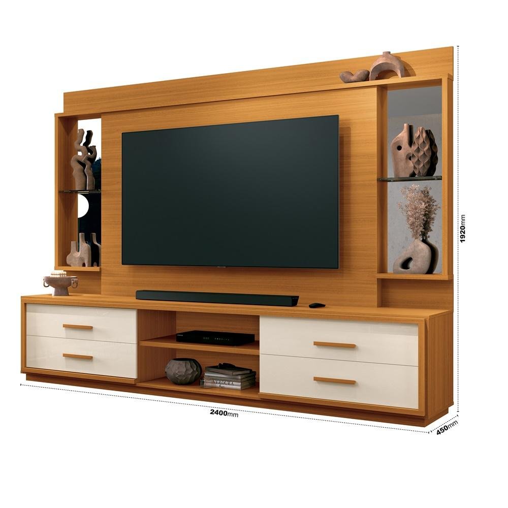 Home Leni com Gavetas e Prateleira Cedro Off White 37869 EDN | MadeiraMadeira