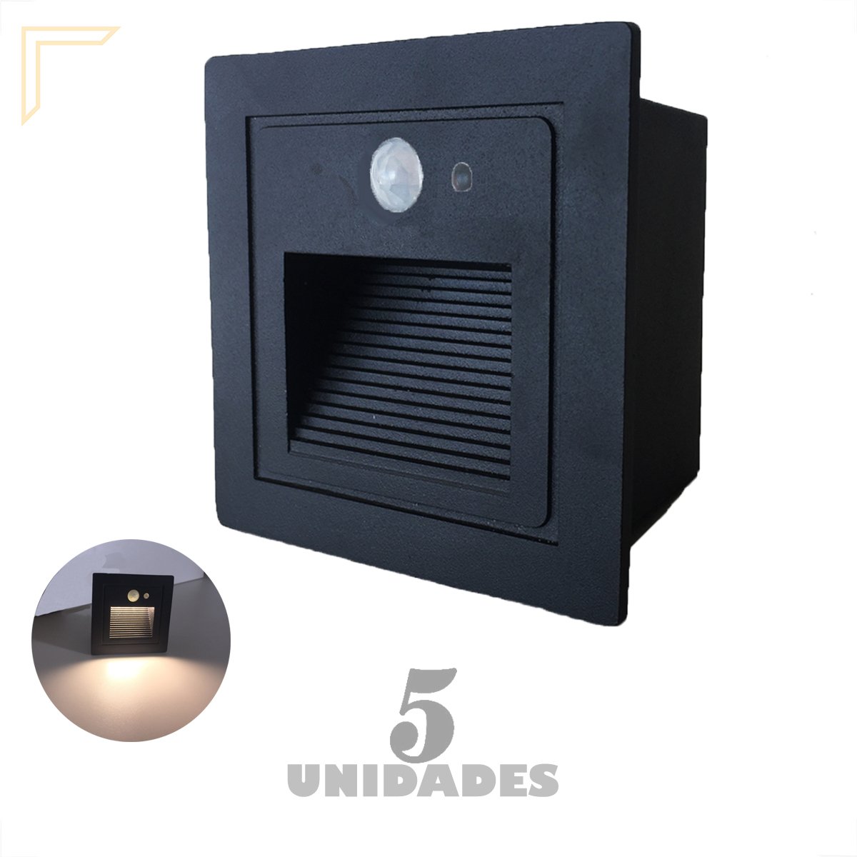 5 Balizador Embutido Com Sensor De Presença Parede Led Lup72 ...