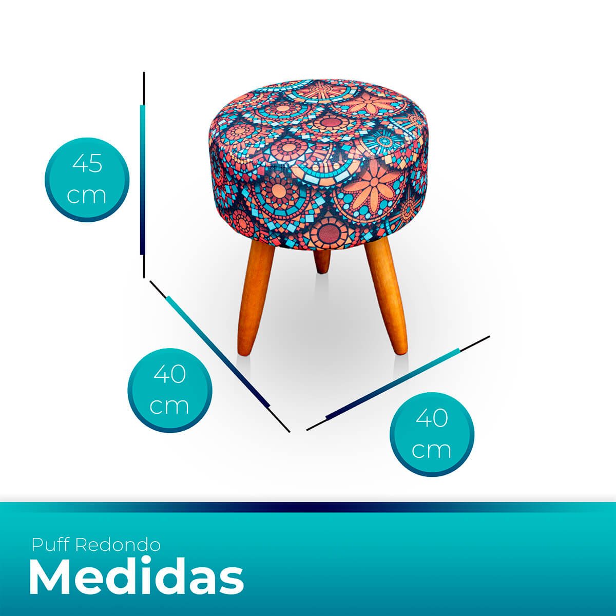 Puff Decorativo Redondo Mandala Jylcrom | MadeiraMadeira
