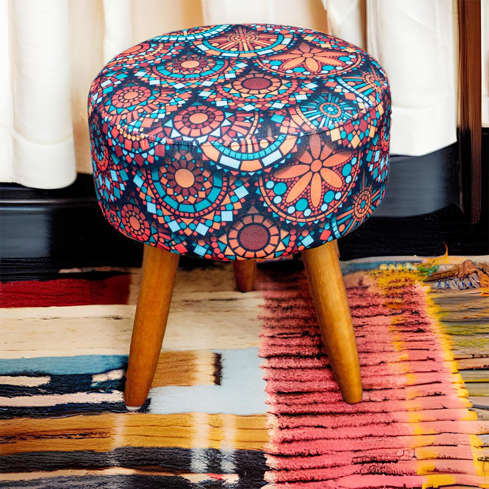 Puff Decorativo Redondo Mandala Jylcrom | MadeiraMadeira