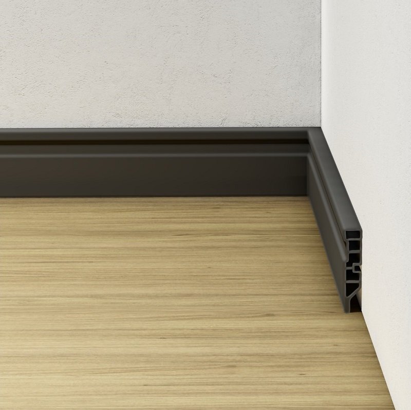 RODAPÉ PVC 7cm FRISADO PRETO - KIT COM 05 BARRAS | MadeiraMadeira