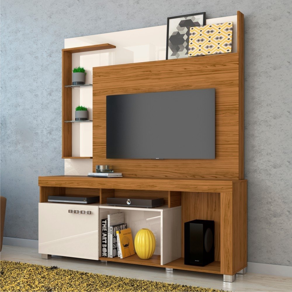Home para TV com Nichos Maximina Naturale Off White | MadeiraMadeira