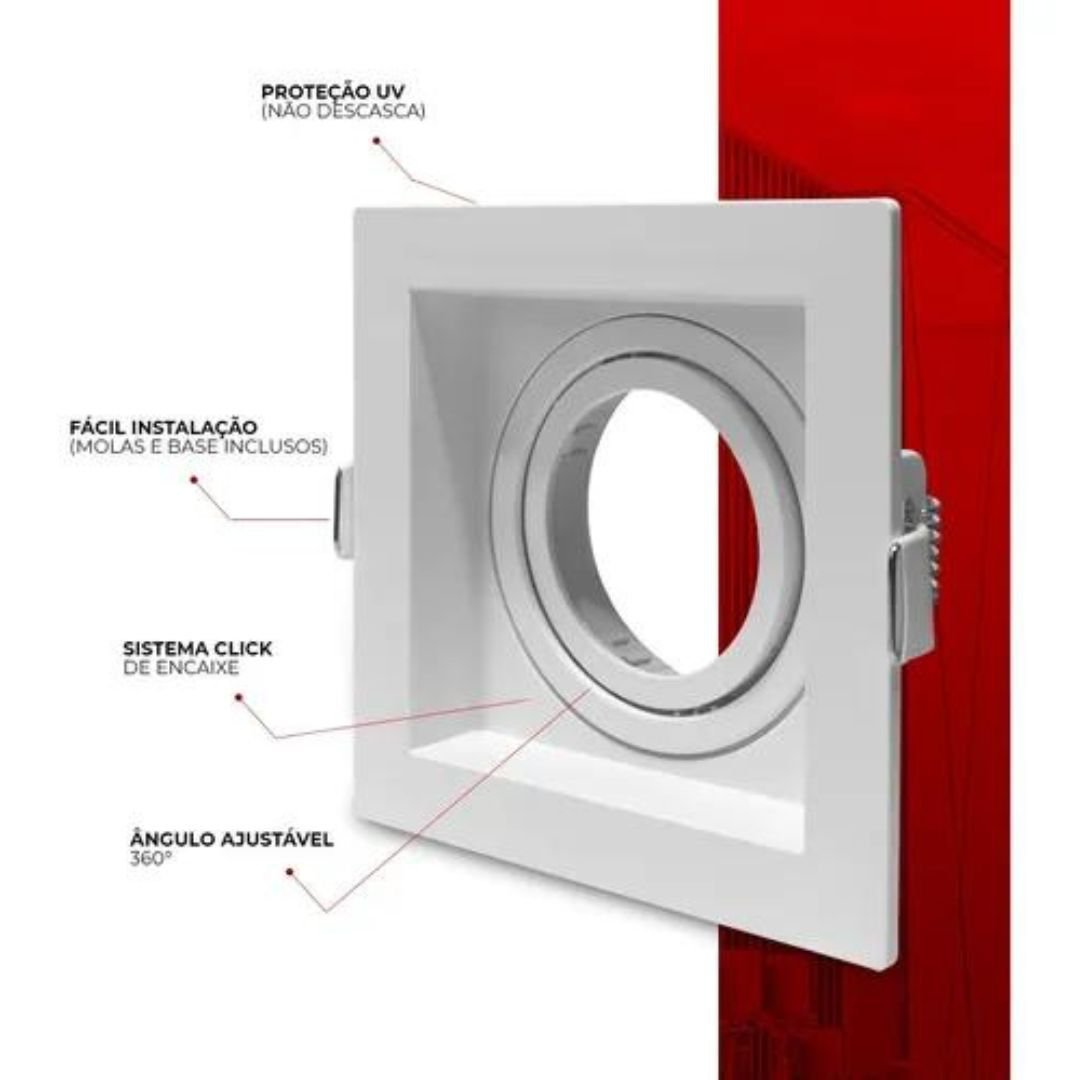 Spot Led Embutido de Teto Face Recuada MR16 Pix Branco | MadeiraMadeira