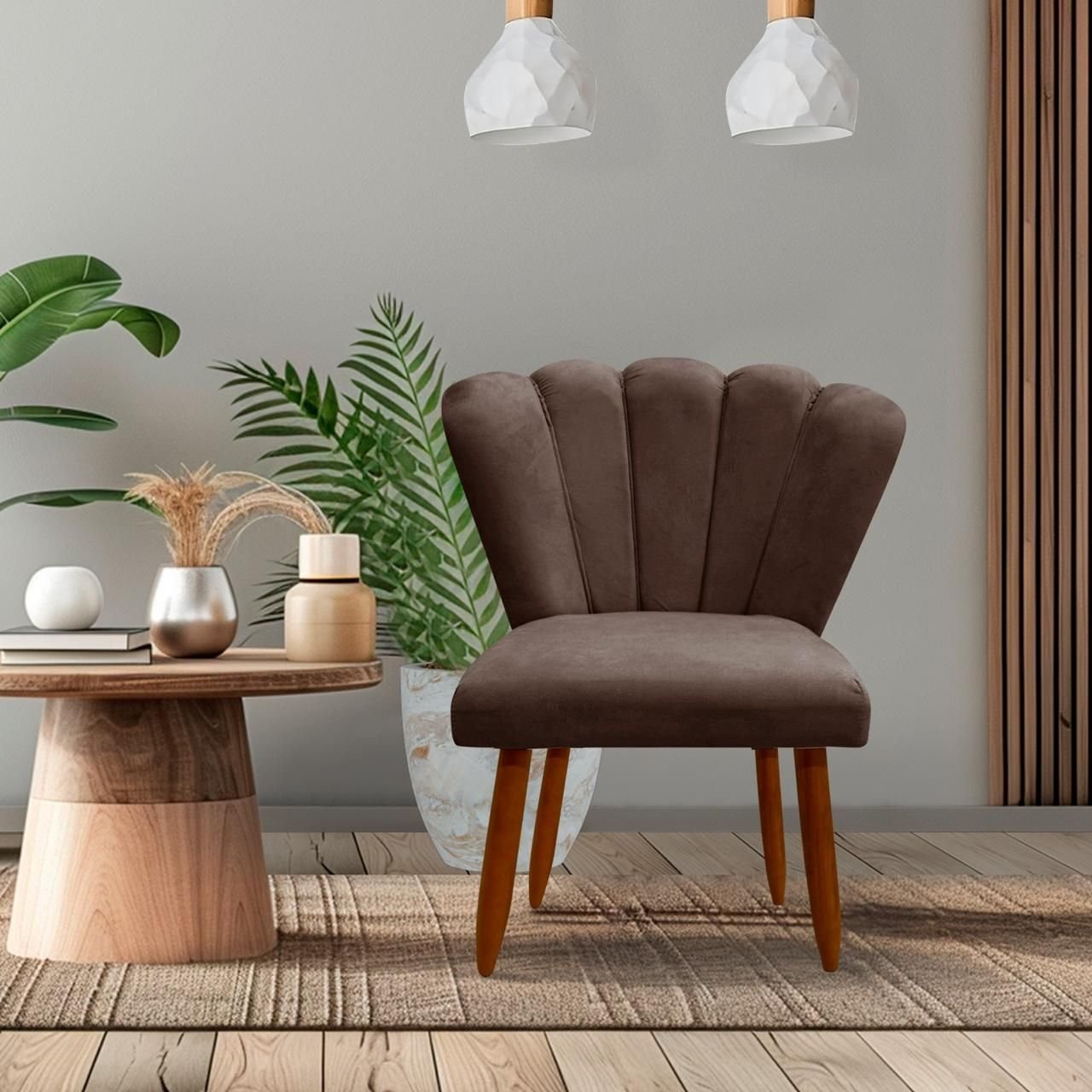 Poltrona Cadeira Pétala Penteadeira - Dritex:sintetico Marrom ...