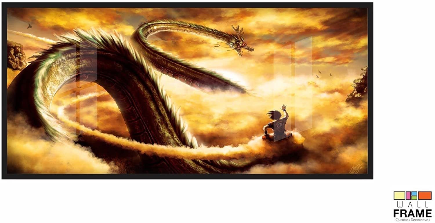 Quadro Dragon Ball Z Goku Super Sayajin 130x60 Moldura Preta 2x2 ...