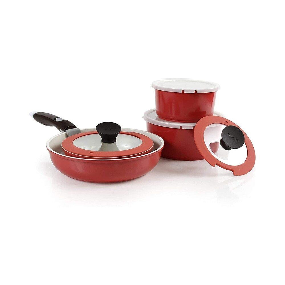 Jogo de Panelas Neoflam Antiaderente Midas Plus 3 Pç Salmão ...