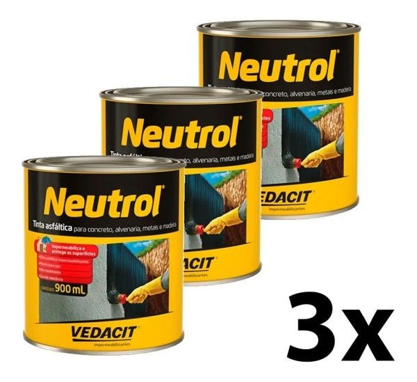 Neutrol Tinta Asfáltica 900ml Vedacit 3 Unidades | MadeiraMadeira