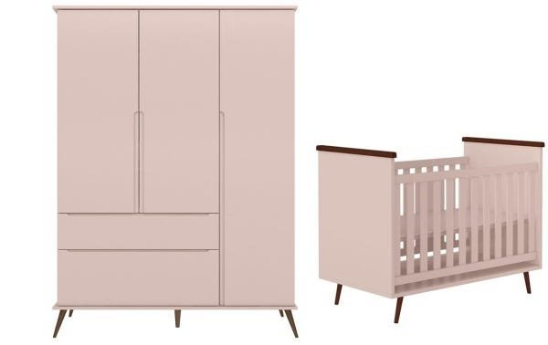 Berço e Roupeiro Manu Rose | MadeiraMadeira