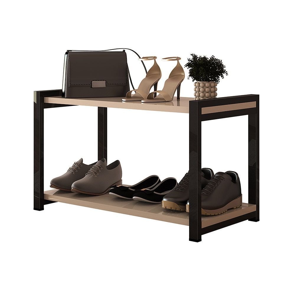 Sapateira Industrial 2 Lugares Organizada Duarte Móveis - Preto/off ...