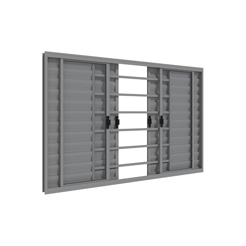 Janela Veneziana 6 Folhas 1,50m X 1m com Grade Horizontal em Alumínio ...