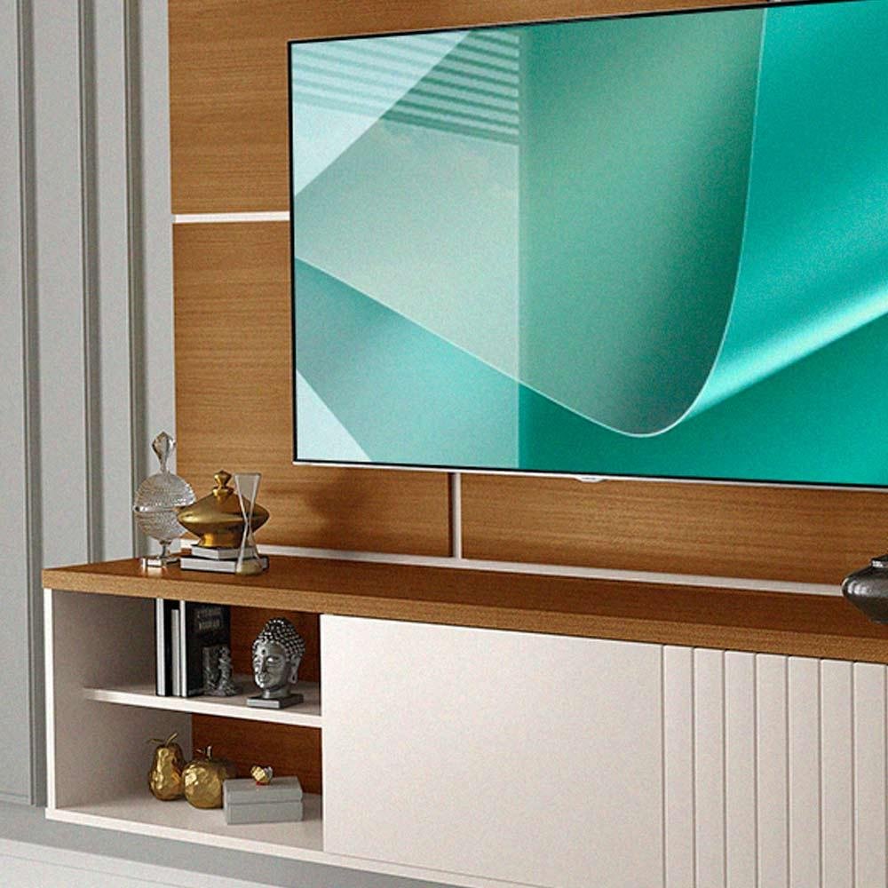 Painel De TV Para Sala 75 Polegadas Carvalho Off White Rivoli Luapa ...