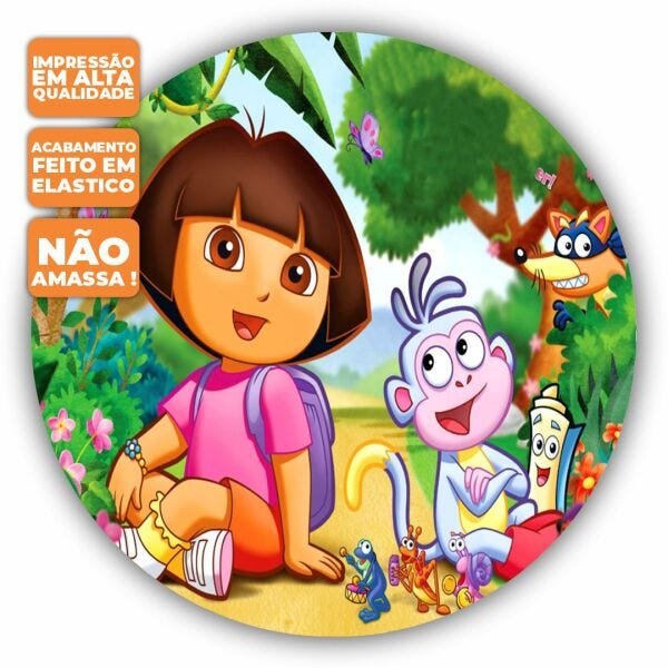 Painel de Festa Redondo Tecido Sublimado 3D Dora Aventureira - Dora 02 ...