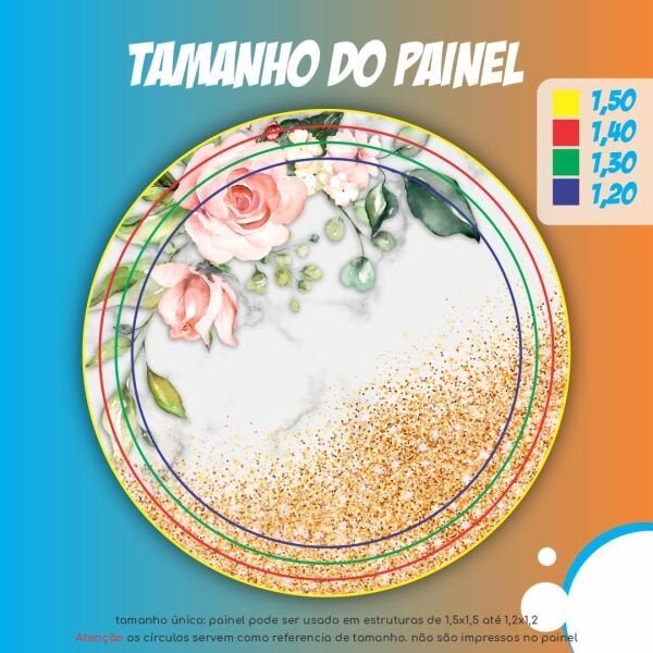 Painel de Festa Redondo Tecido Sublimado 3D Floral Rose Gold - Floral ...