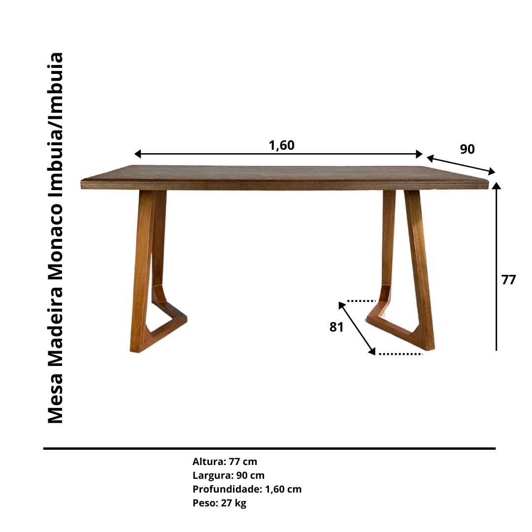 Mesa Monaco 160 cm x 90cm IMBUIA/ IMBUIA | MadeiraMadeira