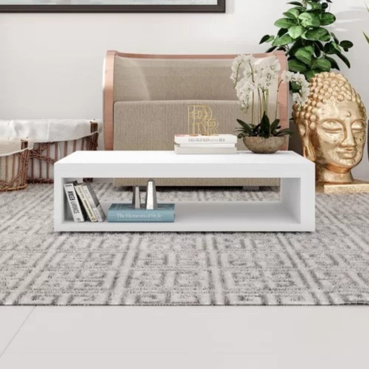 Mesa De Centro Retangular Para De Sala Estar - Mdf - Branco ...