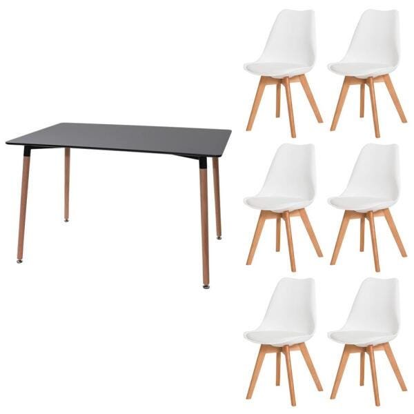 Conjunto para Mesa de Retangular Charles Eames Eiffel com 6 Cadeiras ...