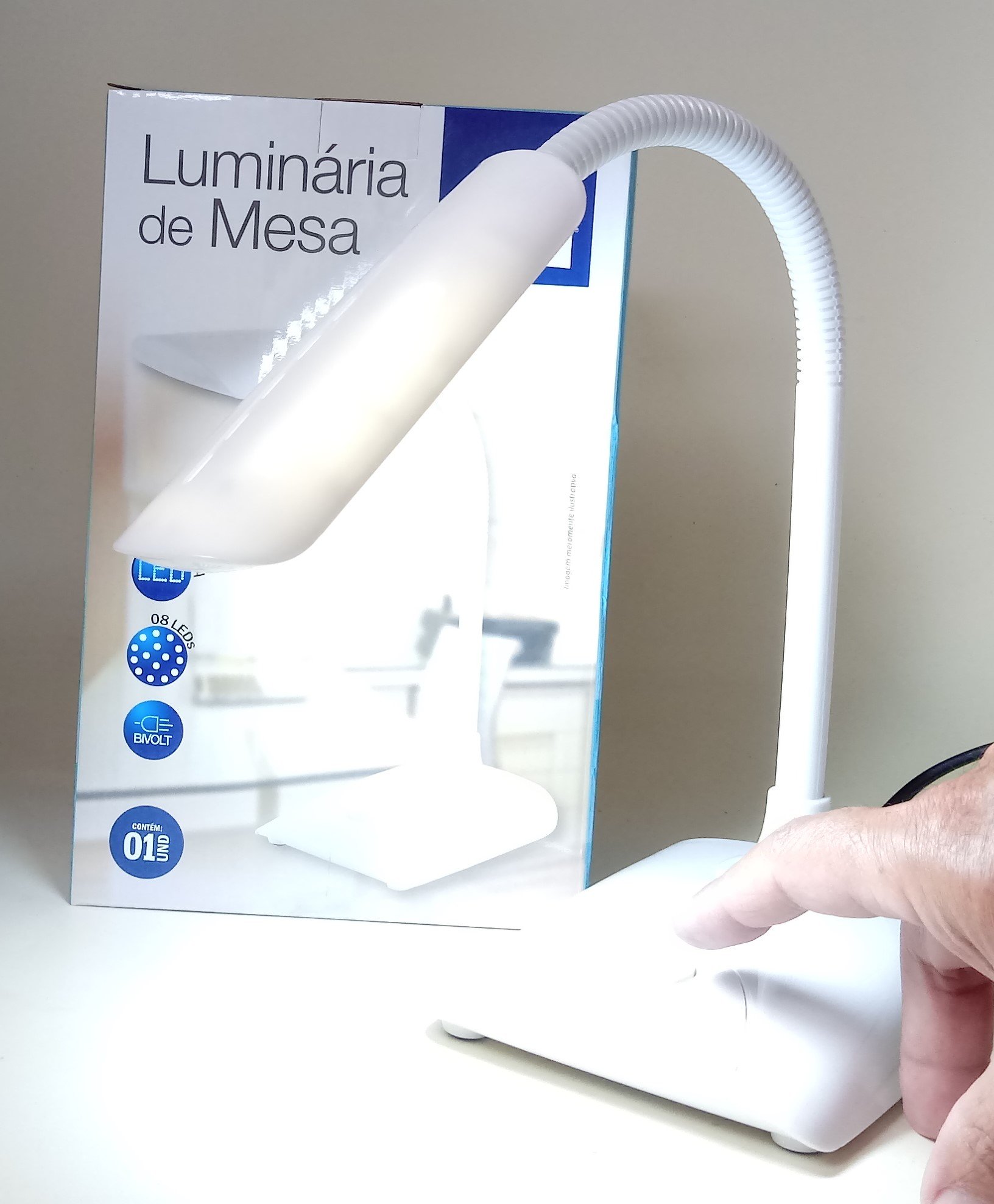 Luminaria Mesa Quarto Branca Led Haste Flexivel Articula FX2 ...