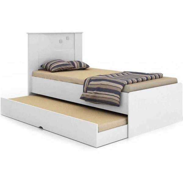 Cama Bibox Solteiro Bianca Branco Cimol | MadeiraMadeira