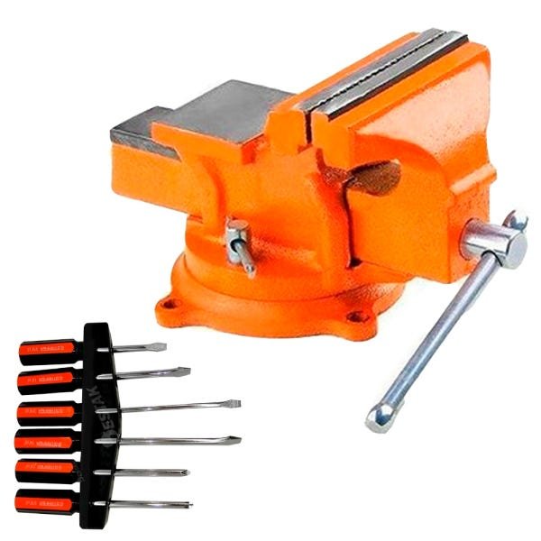 Torno Morsa De Bancada 5 Giratória Bigornia + Chave fenda philips ...