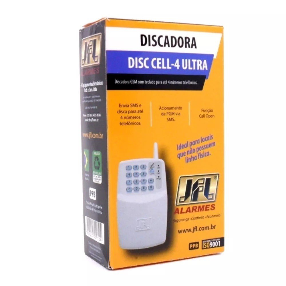 Discadora Gsm Disk Cell-4 Ultra Jfl para Central de Alarme | MadeiraMadeira