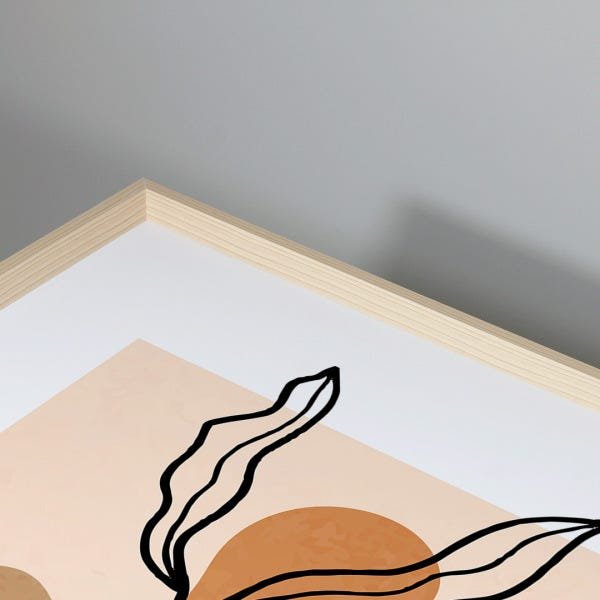 Quadro com Moldura Flor Minimalista Abstrato MADEIRA CLARA - Grande ...