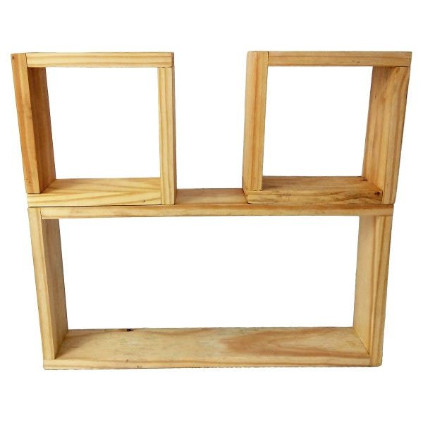 Nicho Decorativo Madeira Rústica Trio Especial Kit 3Pç - Madeira crua ...