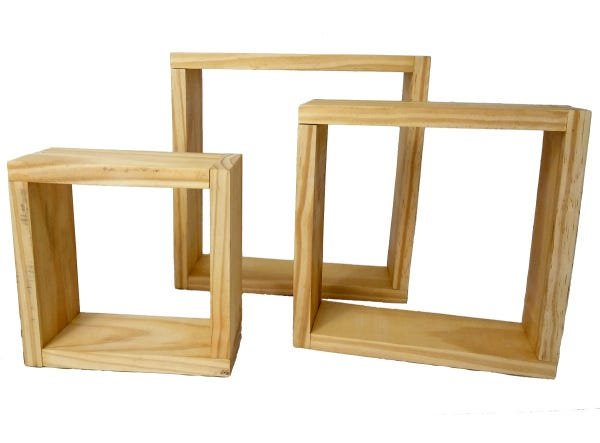 Nicho Decorativo Madeira Rústica Trio Simples Kit 3Pç - Madeira crua ...