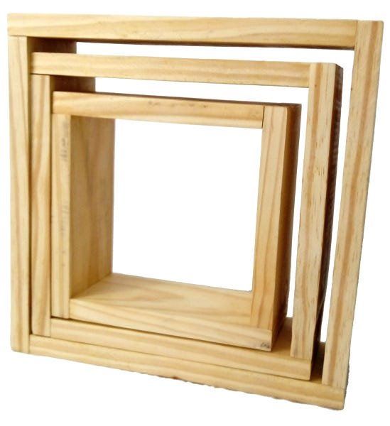 Nicho Decorativo Madeira Rústica Trio Simples Kit 3Pç - Madeira crua ...