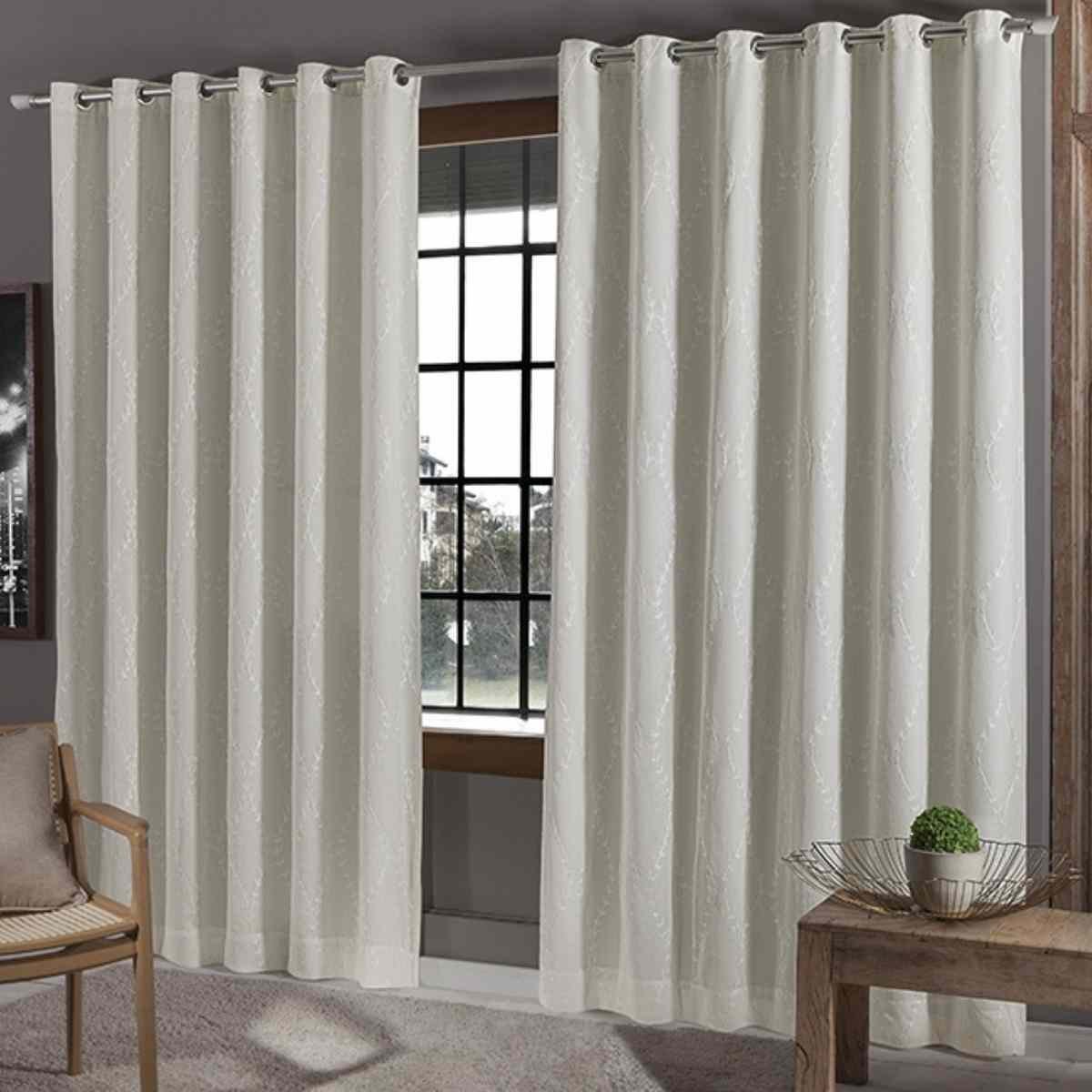 Cortina chantilly bord 300x250 Bege Adomes 30902 | MadeiraMadeira