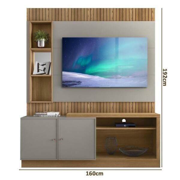 Painel Home para TV até 55 Polegadas Amêndoa Titânio Dourados Línea ...