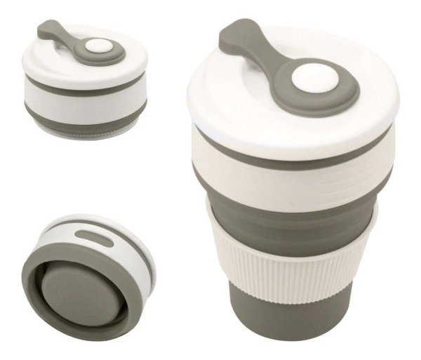 Copo De Silicone Retrátil Dobrável Reutilizável Ecológico Cinza ...