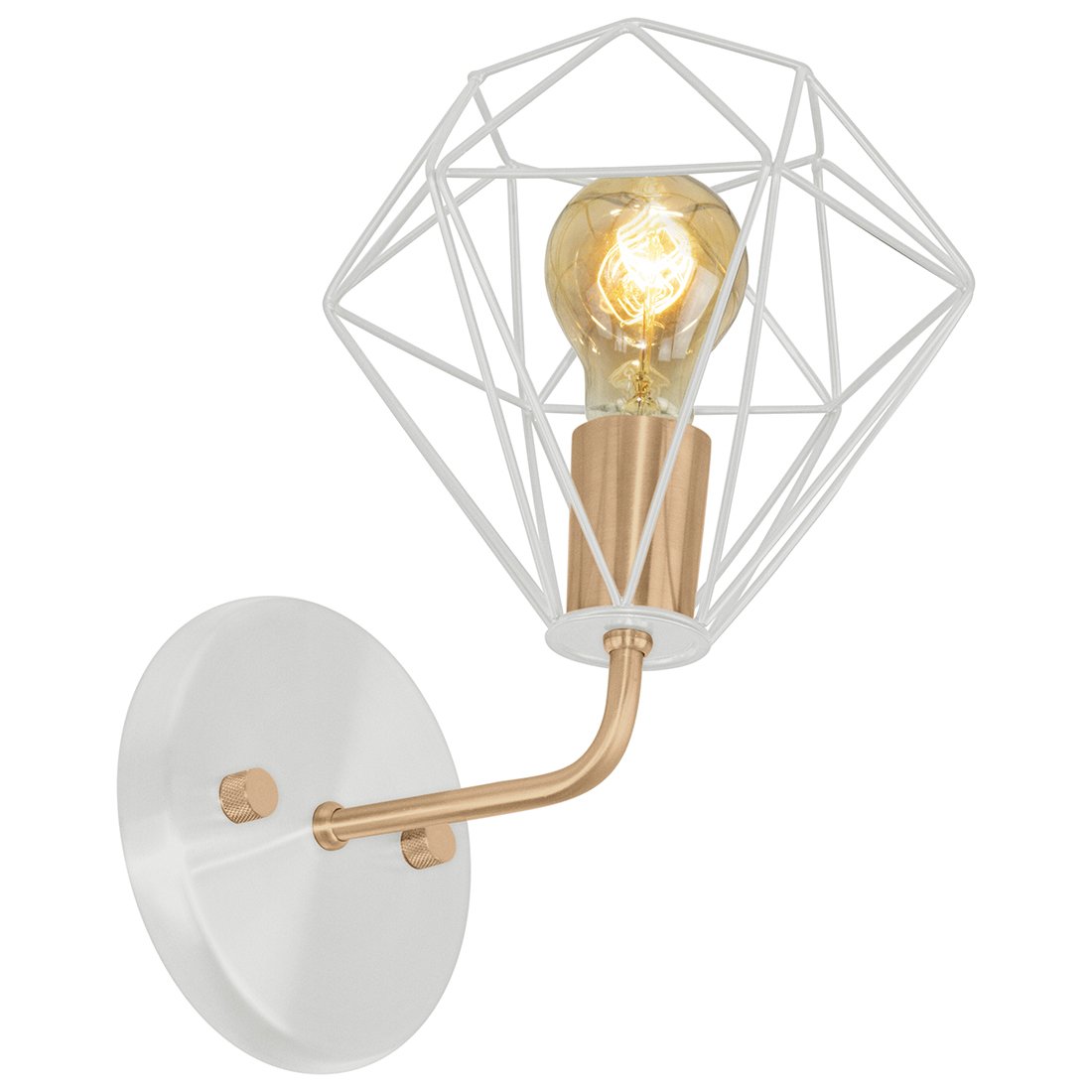 Arandela Luminária Diamante Aramado Branco com Cobre | MadeiraMadeira