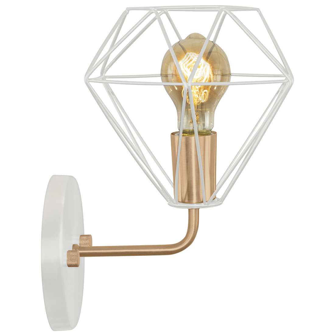 Arandela Luminária Diamante Aramado Branco com Cobre | MadeiraMadeira