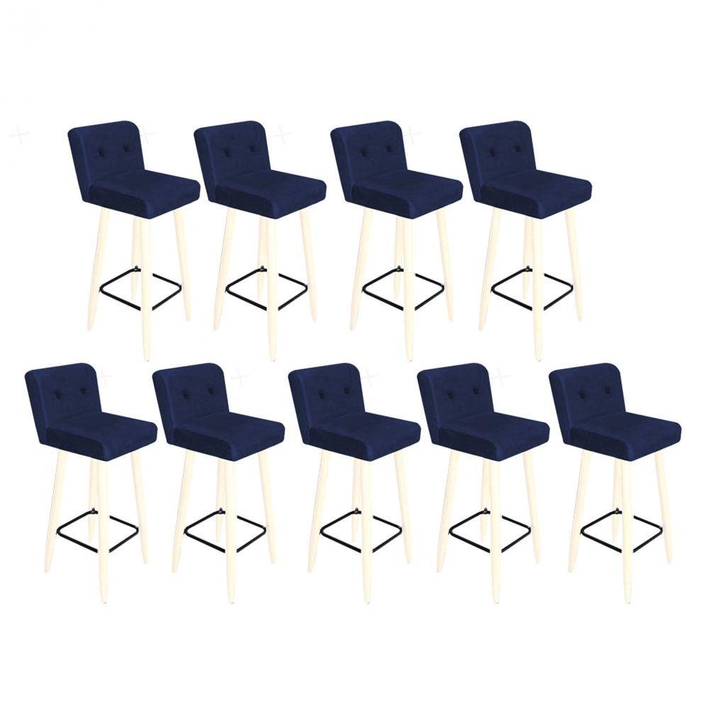 Kit 09 Banqueta Alta Azul Marinho | MadeiraMadeira